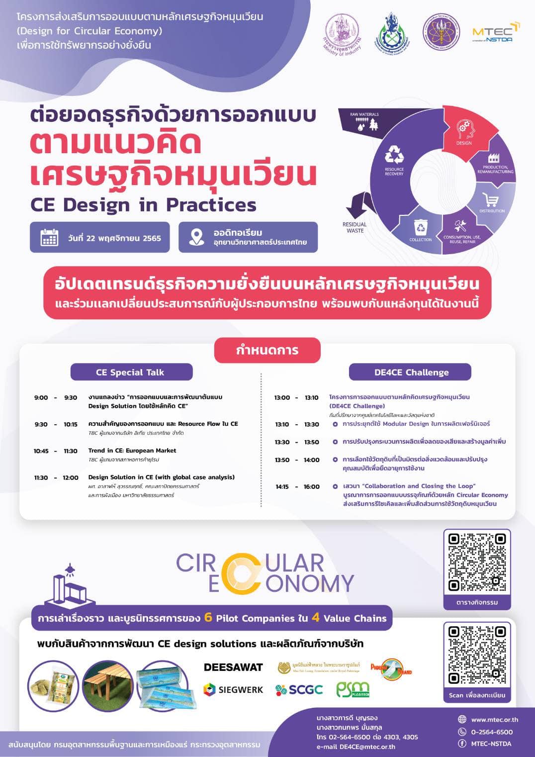 งานสัมมนา “ต่อยอดธุรกิจด้วยการออกแบบตามแนวคิดเศรษฐกิจหมุนเวียน” (CE ...
