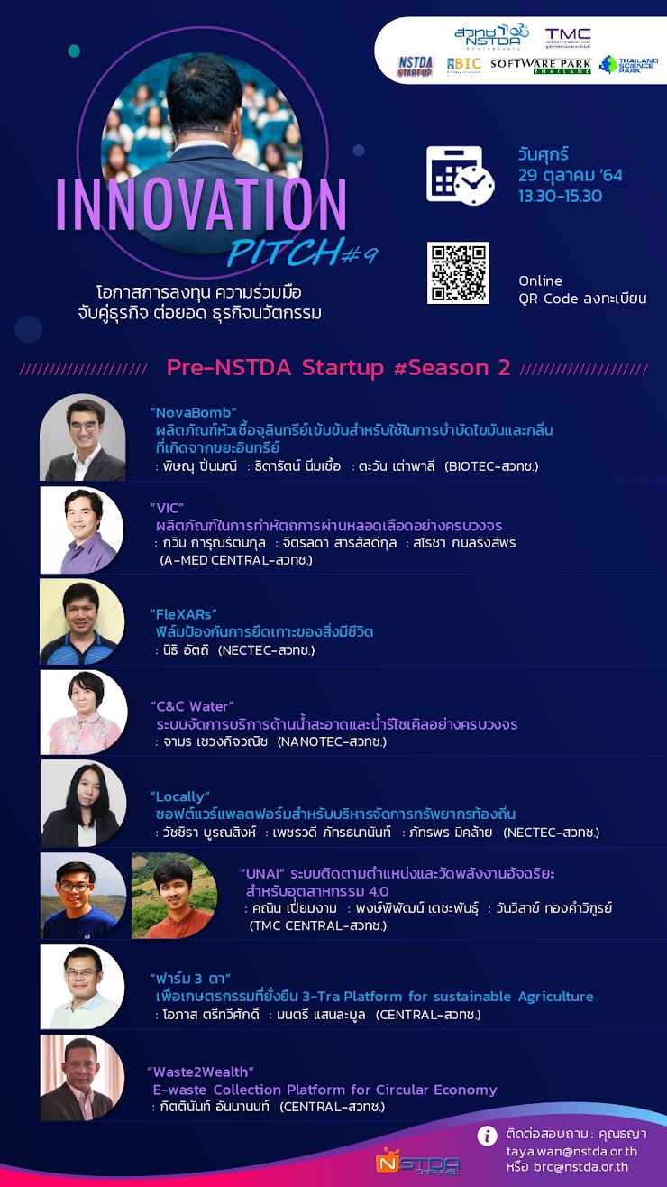 สวทช. ขอเชิญท่านร่วมงาน Innovation Pitch ครั้งที่ 9 (Online) - Thailand ...