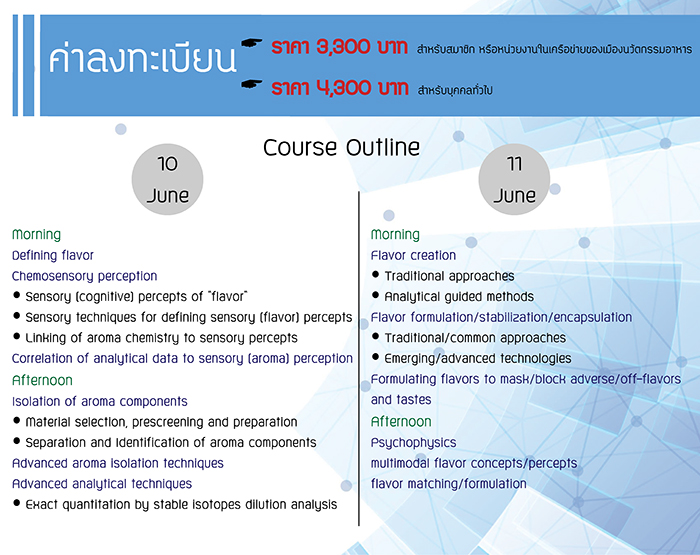 กิจกรรม Advanced Flavor Chemistry - From Analysis to Creation วันที่ 10 ...